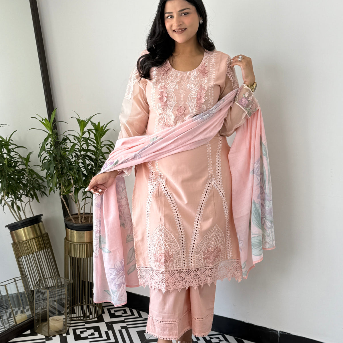 Baano Peach Krachi Suit Set – shrisa.in