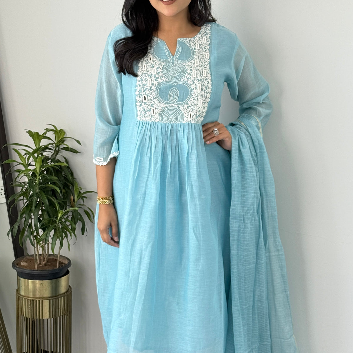 Powder Blue Chikankari Suit – shrisa.in