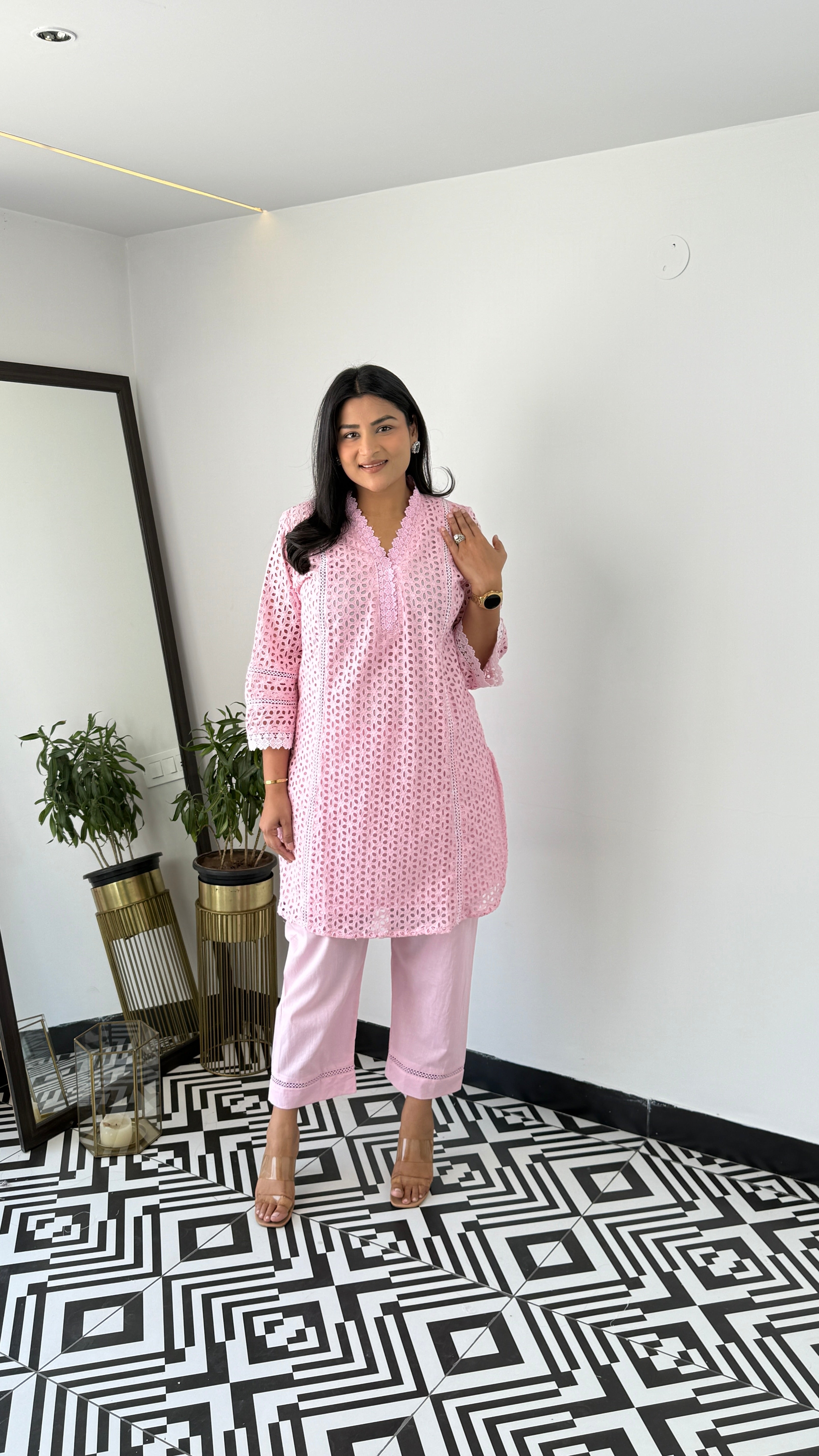 Pink Schifli Cord Set – shrisa.in