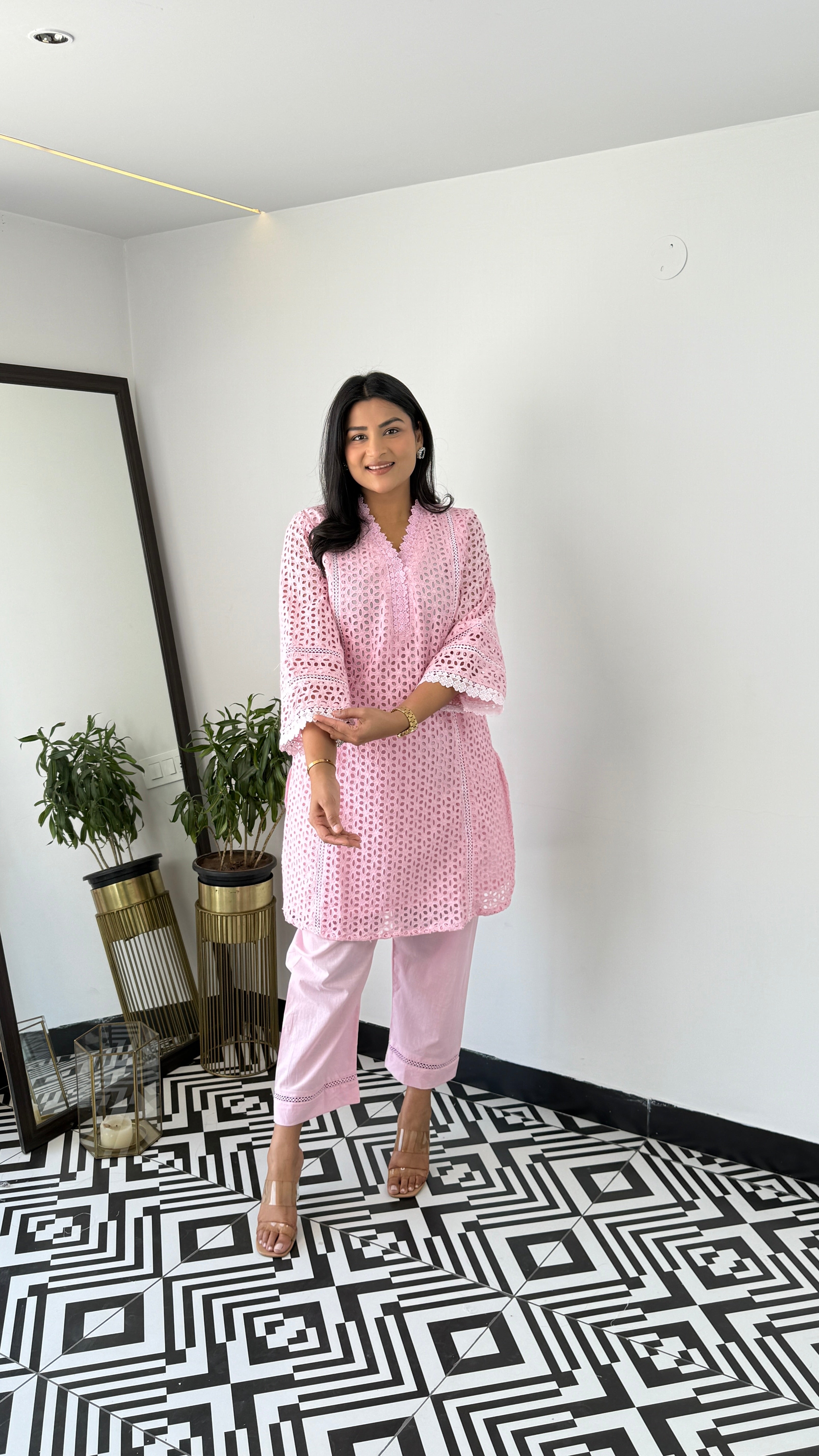 Pink Schifli Cord Set – shrisa.in